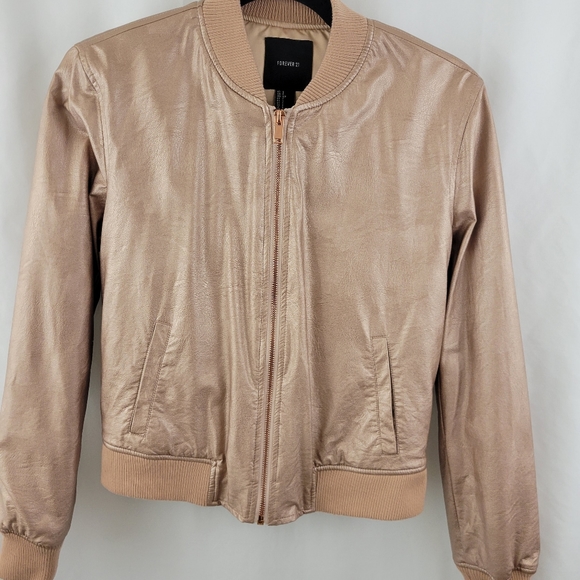 Forever 21 | Jackets & Coats | New Rose Gold Varsity Type Faux Leather ...